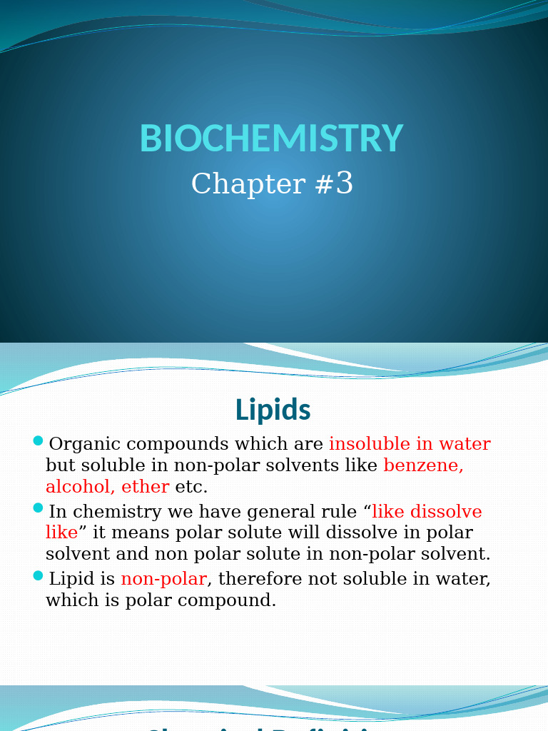 BIOCHEMISTRY Chapter #3 | PDF | Cholesterol | Fatty Acid