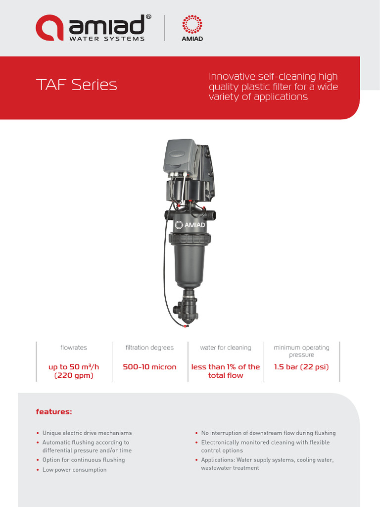Taf Series Indus Automatic Water Filters en Amiad | PDF | Filtration ...