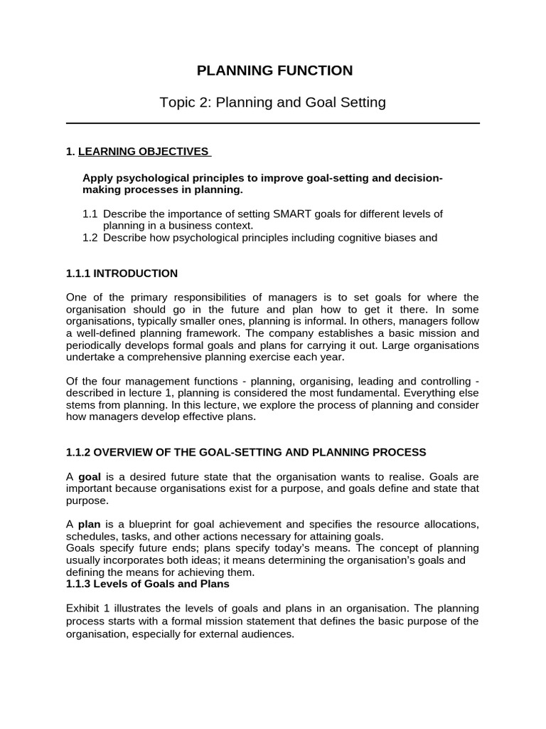 L02 Planning & Goal Setting ( Business Psychology & Management ) | PDF | Goal | Goal Setting