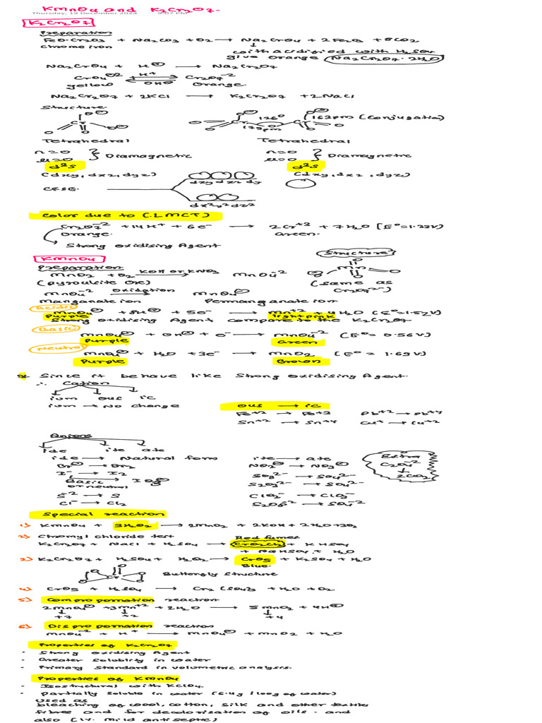 Kmno4 and K2Cr2O7 | PDF