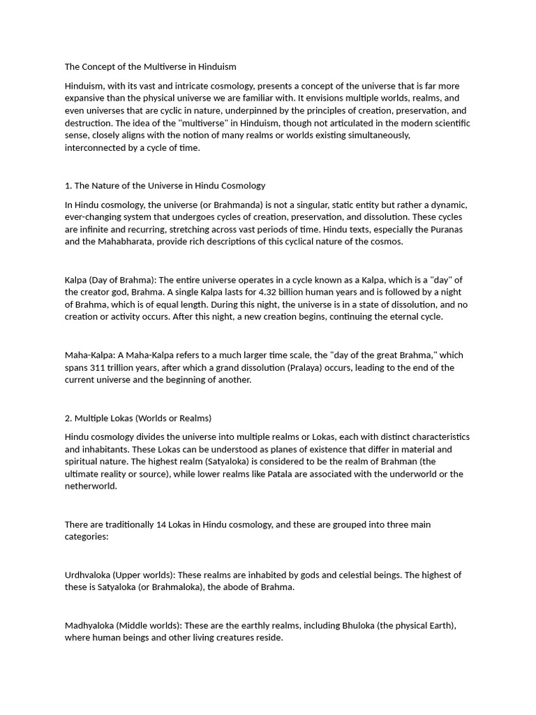 Multiverse Concept in Hindu Cosmology | PDF | Multiverse | Universe