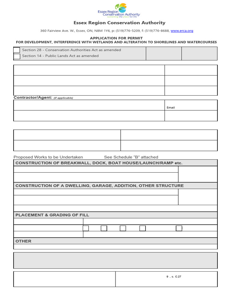 ERCA Application For Permit General - Fillable | PDF