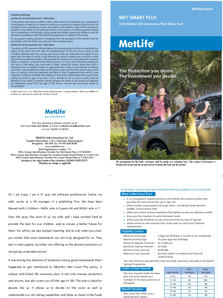 Met Smart Plus Brochure | PDF | Met Life | Insurance
