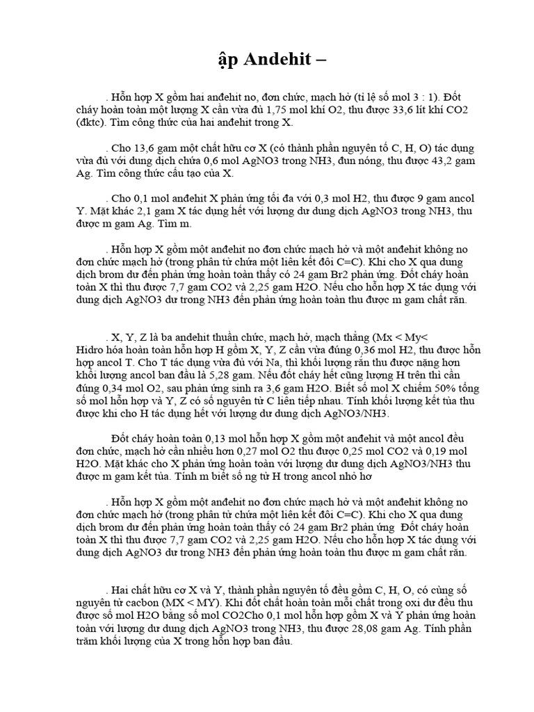 Bài tập Andehit | PDF