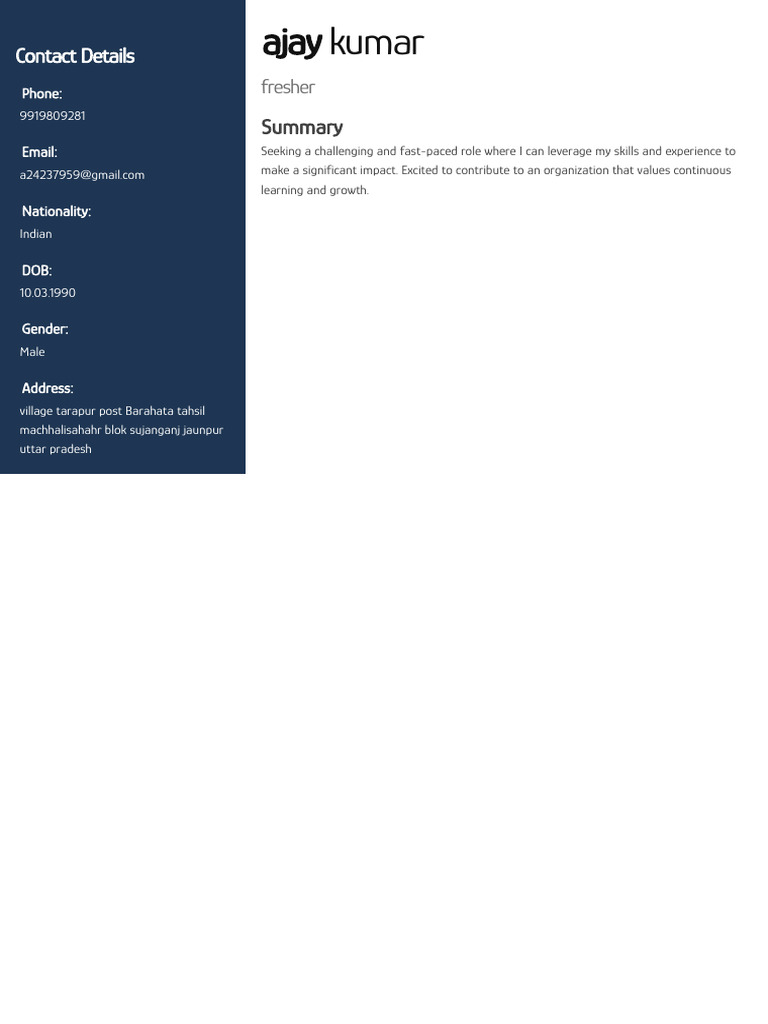 Ajay Resume 968 | PDF