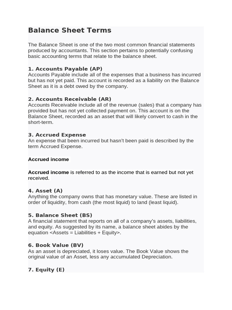 Common Terms | PDF | Income Statement | Debits And Credits