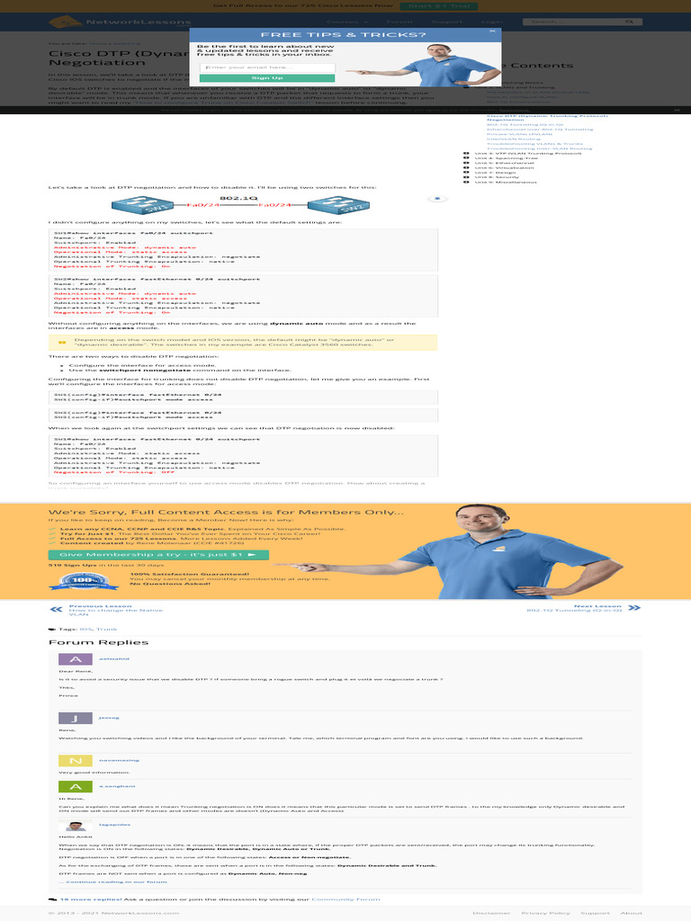 Cisco DTP (Dynamic Trunking Protocol) Negotiation | PDF | Computer ...