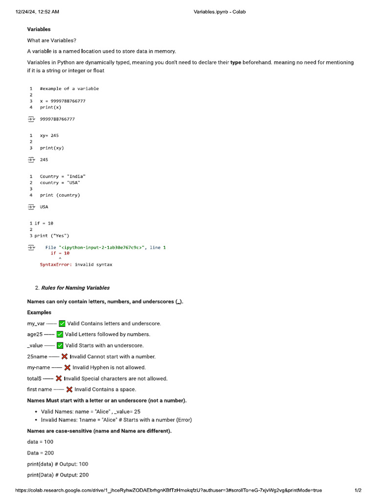 Variables | PDF