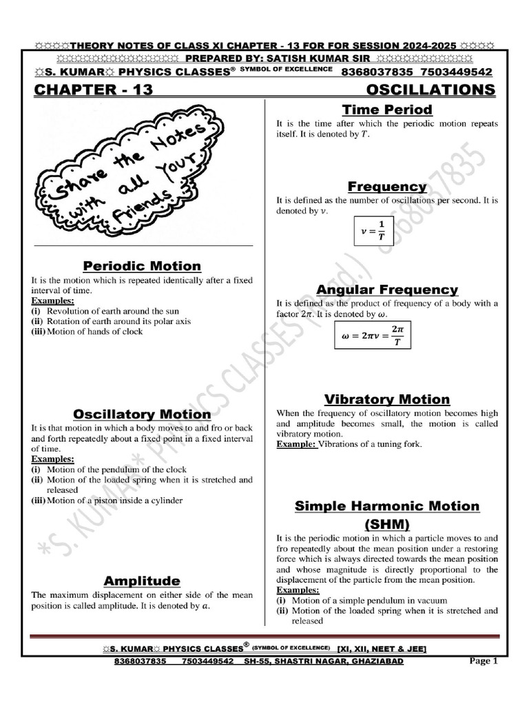 CHAPTER 13 (OSCILLATIONS) | PDF