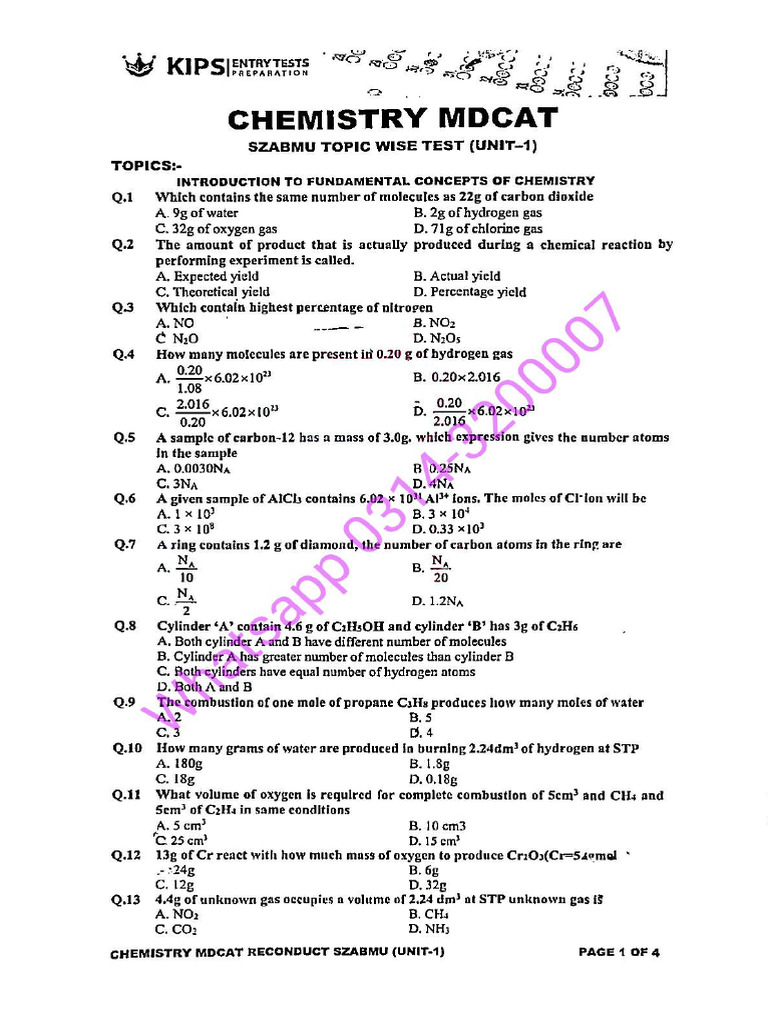 kips chemistry test#1 reconduct session | PDF
