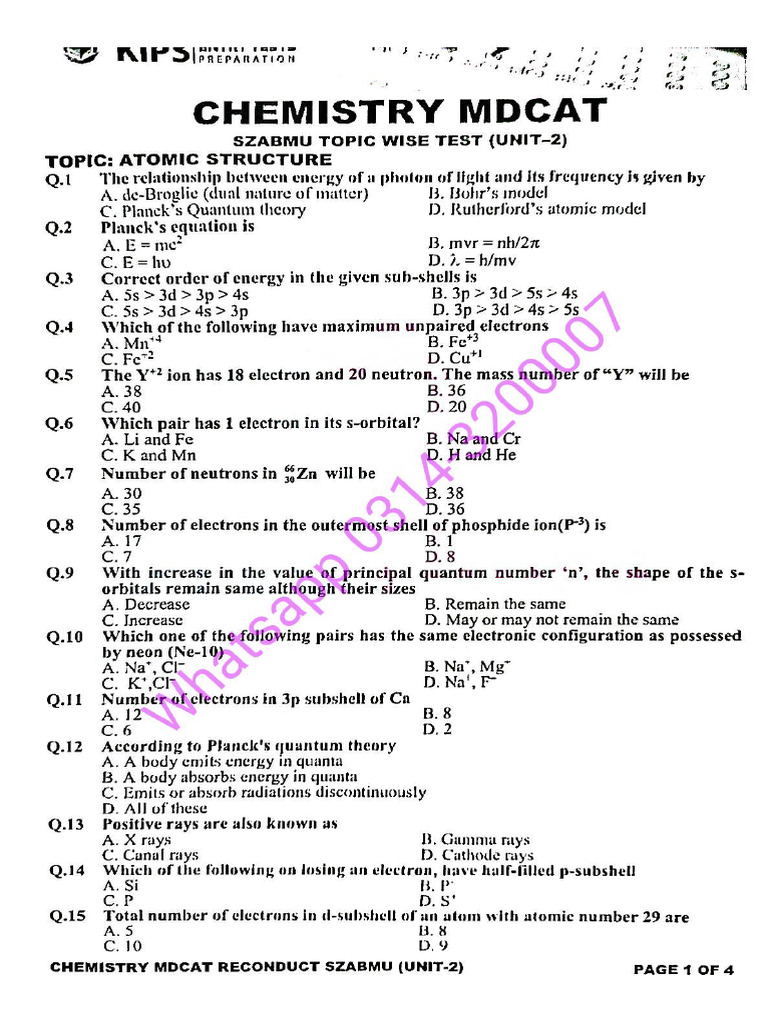 Kips Chemistry Test#2 Reconduct Session | PDF