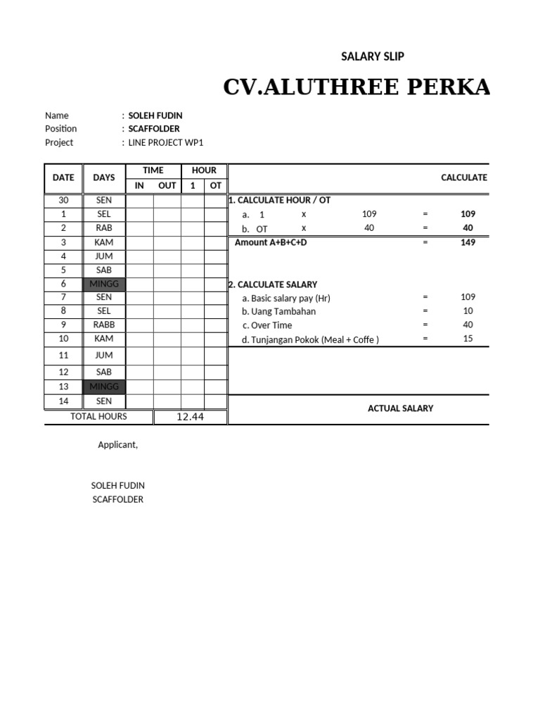 Slip Gaji Man Power 6 Okt | PDF
