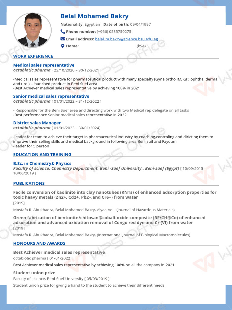 Belal mohamed Bakry .cv | PDF | Materials