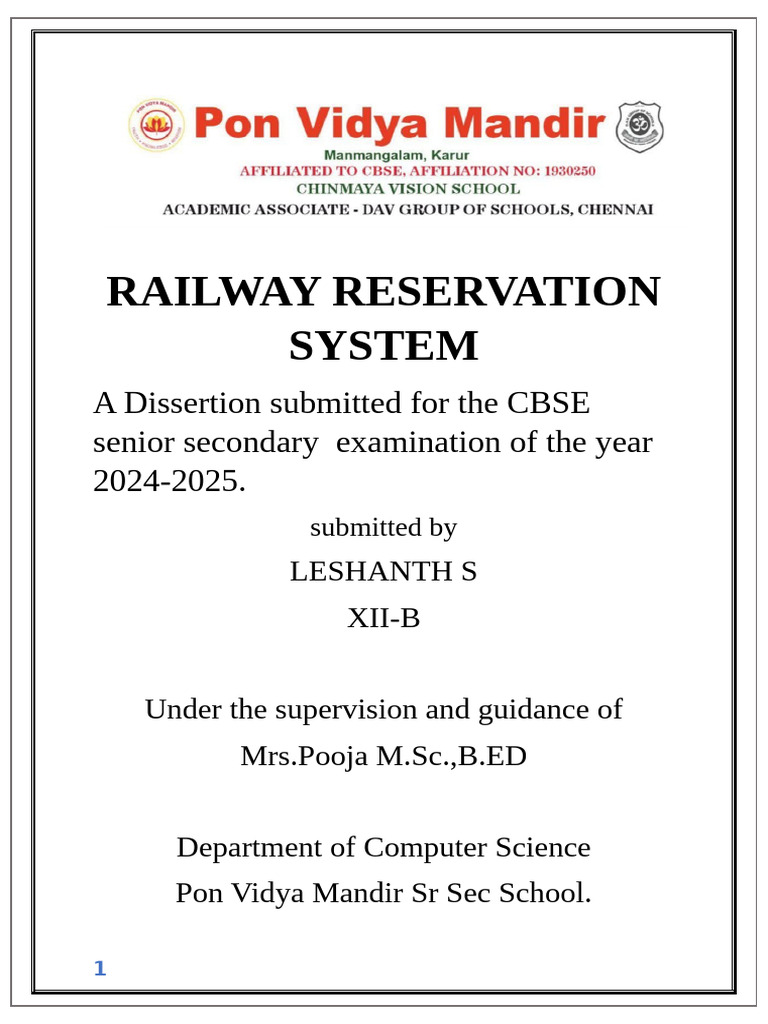 Railway Reservation System | PDF | Databases | Database Index