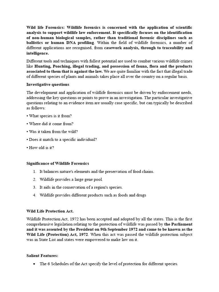Wildlife Forensics and Protection | PDF | Wood | Dna Profiling