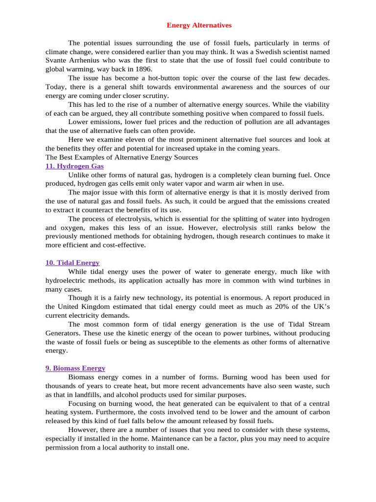 Exploring Alternative Energy Sources | PDF | Renewable Energy | Energy ...