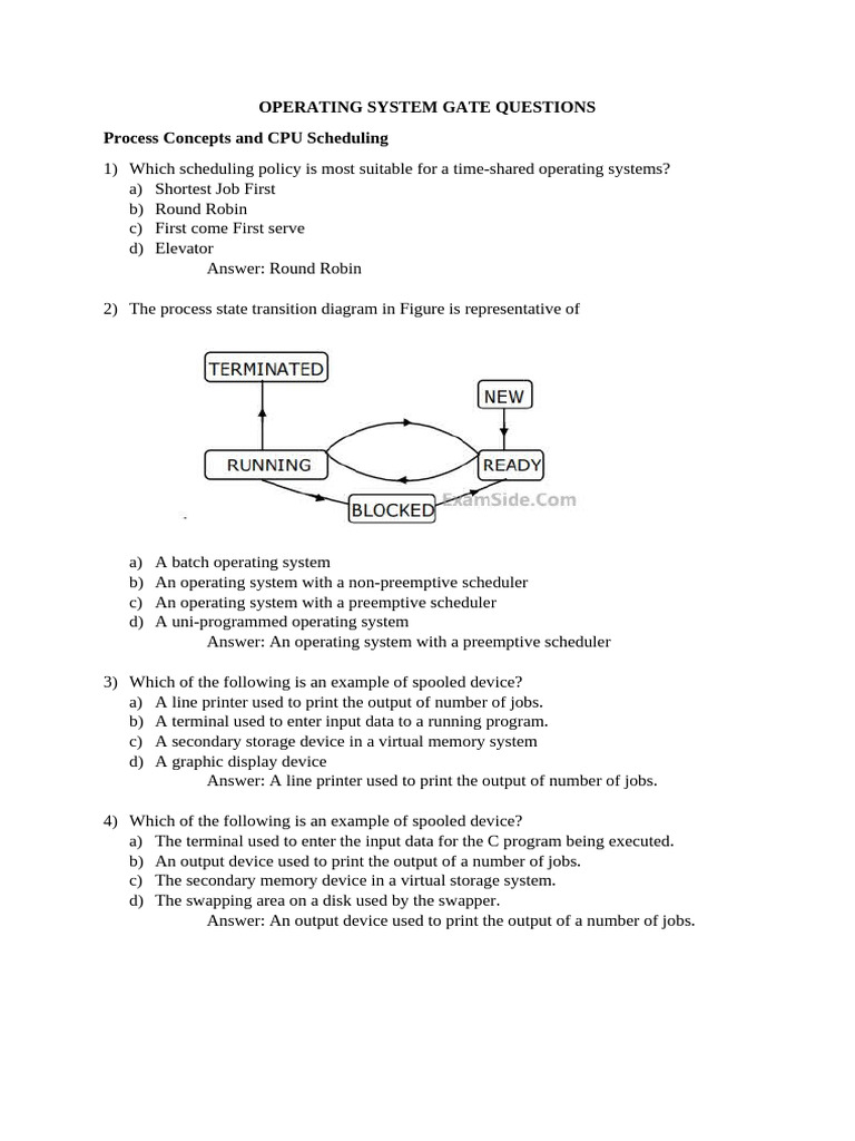 Operating System Gate Questions Pdf Scheduling Computing Process Computing