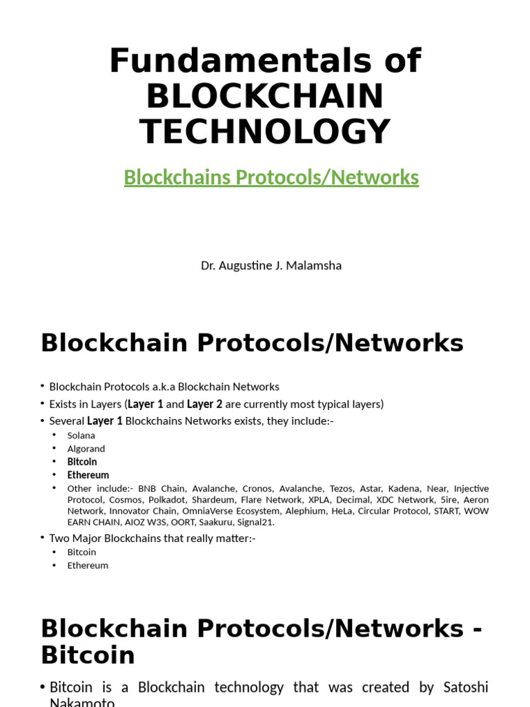 Overview of Blockchain Protocols and Networks | PDF | Bitcoin ...