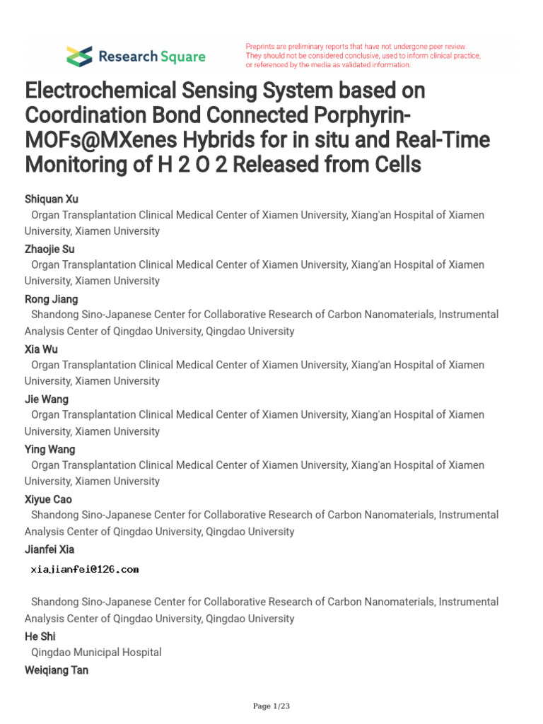 Electrochemical Sensing System Based On Coordinati | PDF | Biosensor ...