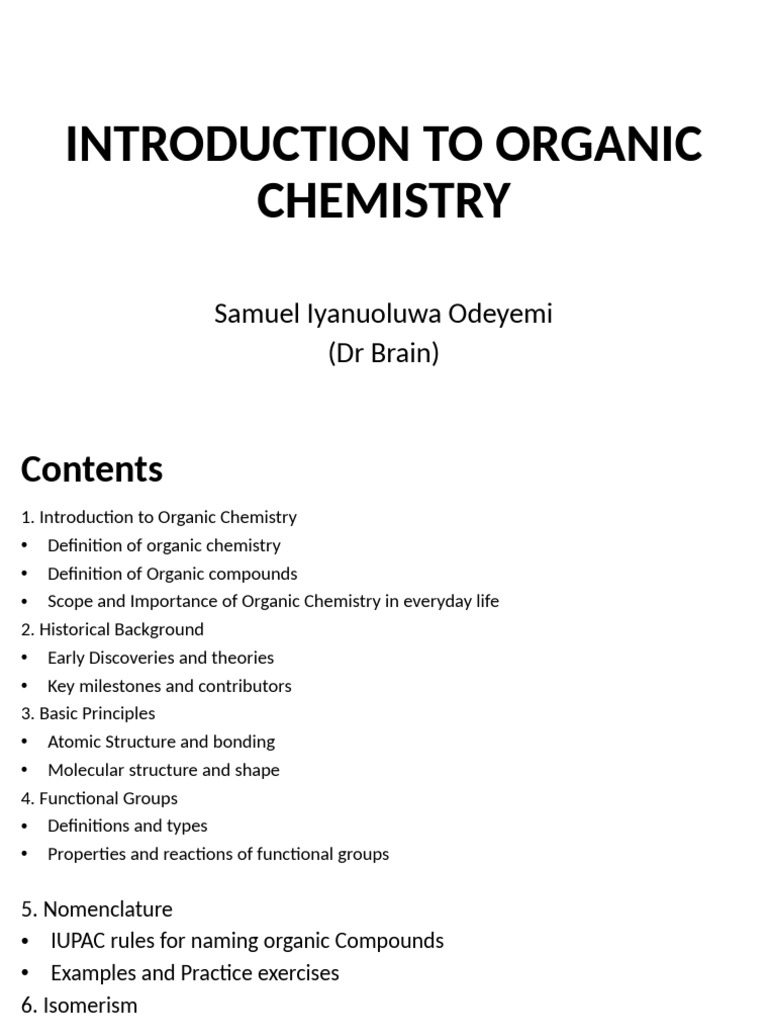 Introduction To Organic Chemistry by DR Brain | PDF | Functional Group ...