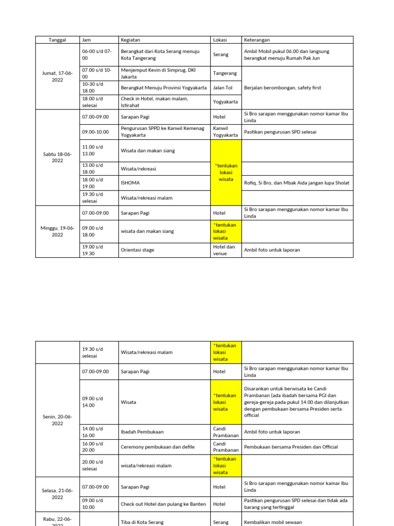 Jadwal Perjalanan Print | PDF
