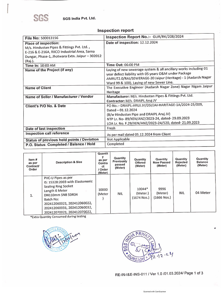 SGS Inspection. 12.12.2024 - Copy | PDF