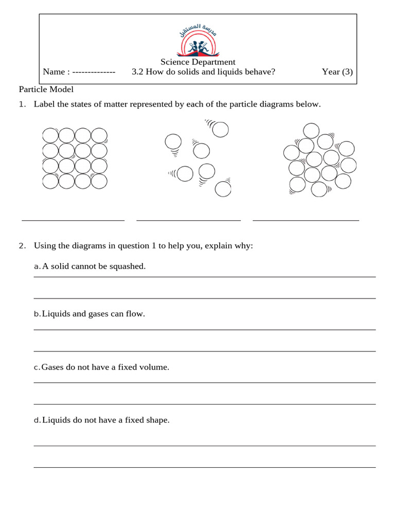 3.2 How Do Solids and Liquids Behave Worksheet 2 | PDF