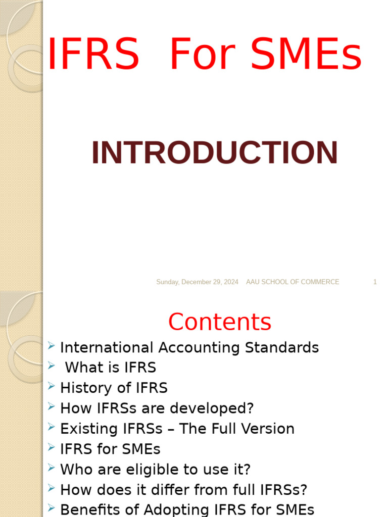 Introduction To IFRS For SMEs Day1 M | PDF | International Financial ...