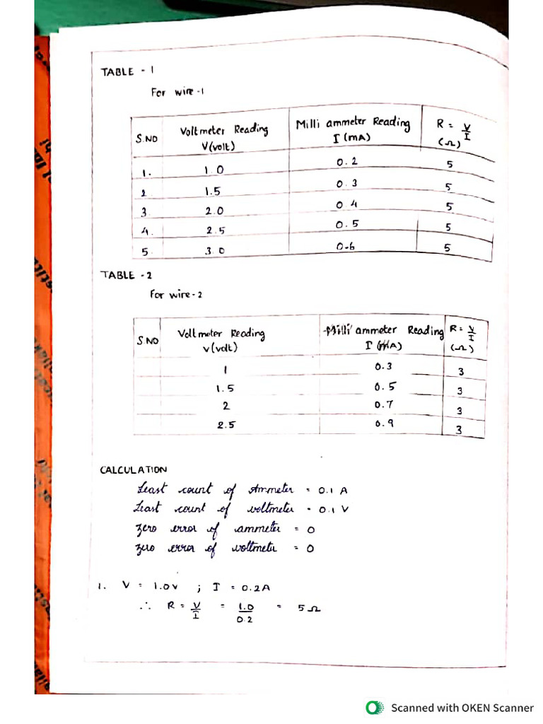 Ohm's law second tabular column readings | PDF