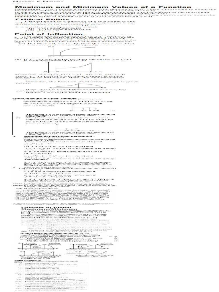 Maxima & Minima Notes | PDF