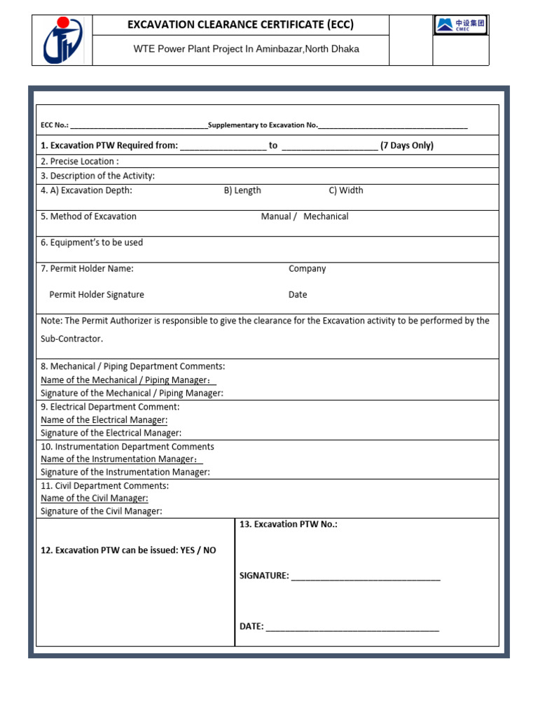 1.23 Excavation Clearance Certificate | PDF