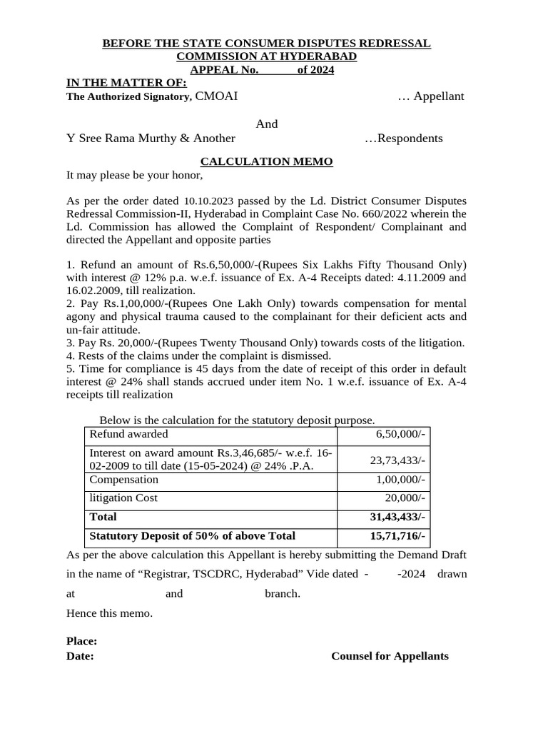 CMOAI Calculation Memo for Appeal 2024 | PDF | Justice | Crime & Violence