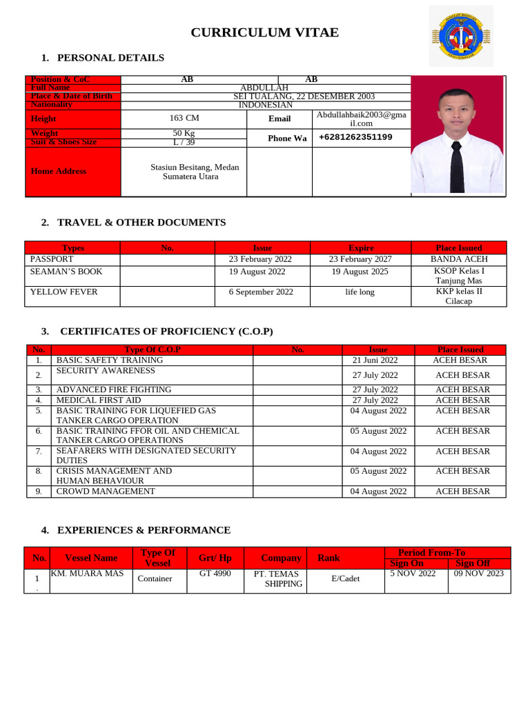 Cv Azhar Cadet Engine | PDF | Freight Transport | Water Transport