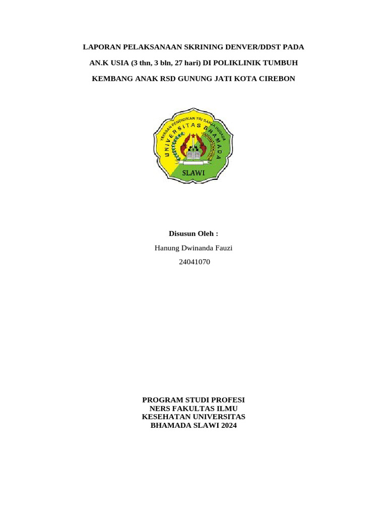 Skrining Denver DDST Anak 3 Tahun Cirebon | PDF