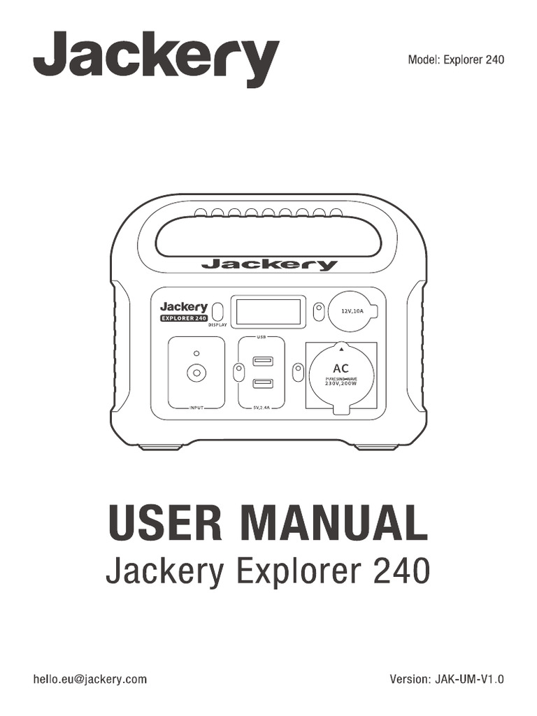 Jackery Explorer 240 Portable Power Station User Manual | PDF