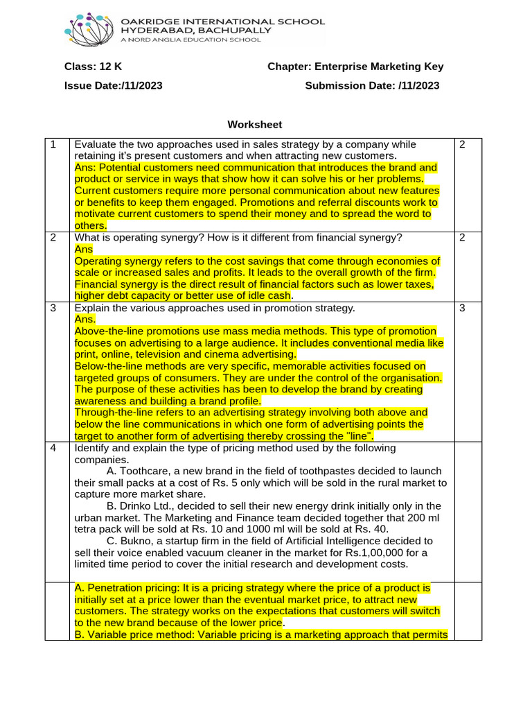 Entrp Markting Ws2 Key | PDF | Brand | Pricing