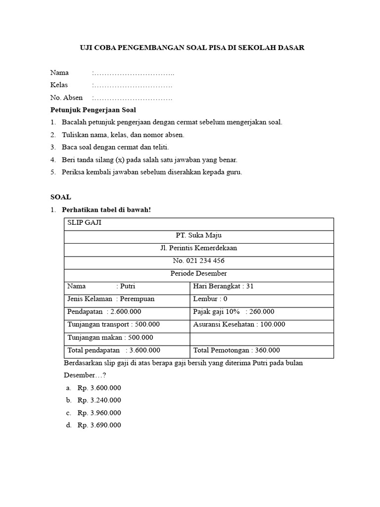 Pengembangan Soal PISA | PDF
