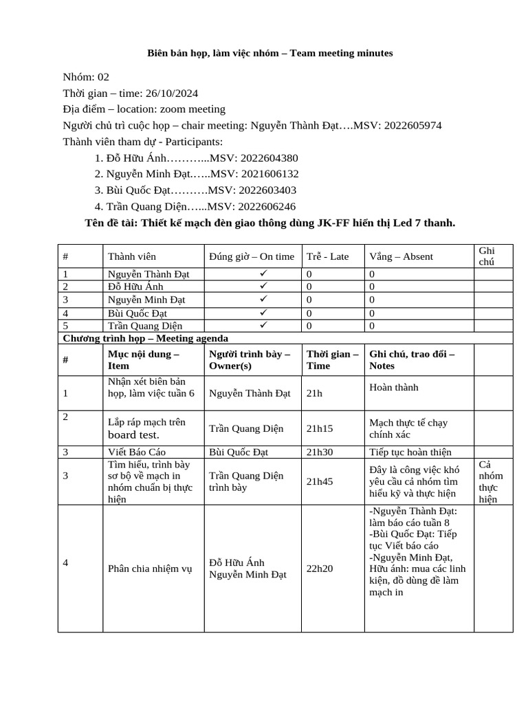 File 02- Biên Bản Họp, Làm Việc Nhóm Tuan7 | PDF