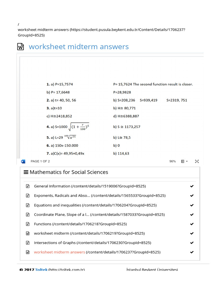 Math Midterm Answers Guide | PDF