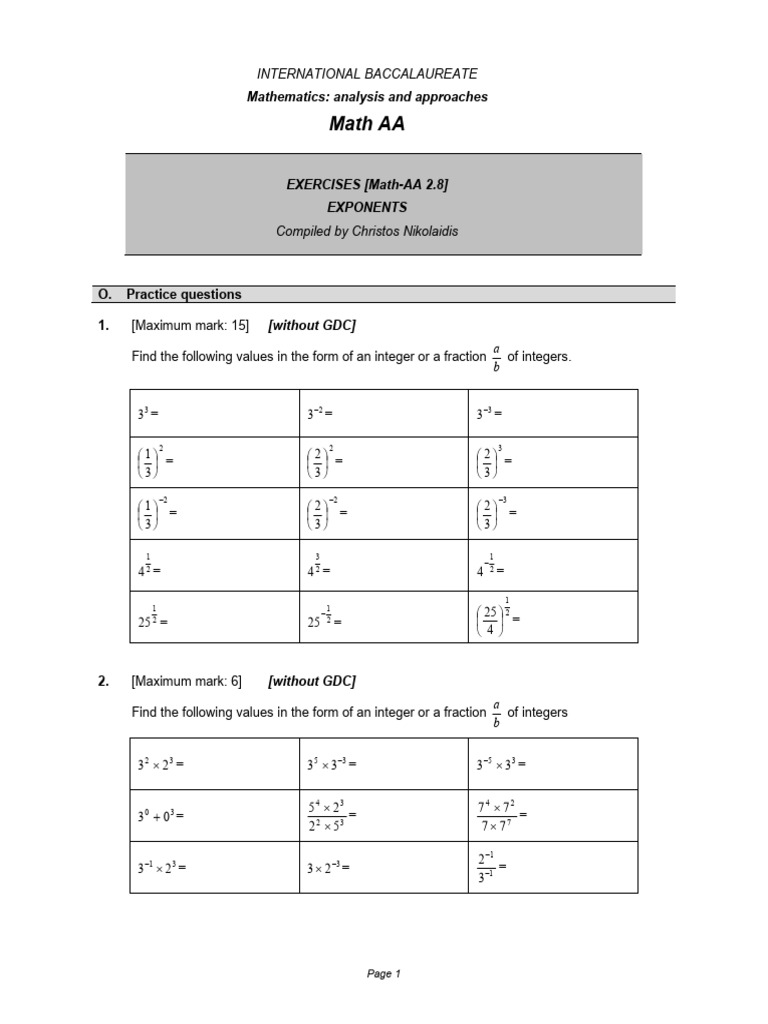 [Math-AA 2.8] EXPONENTS | PDF | Asymptote | Exponentiation