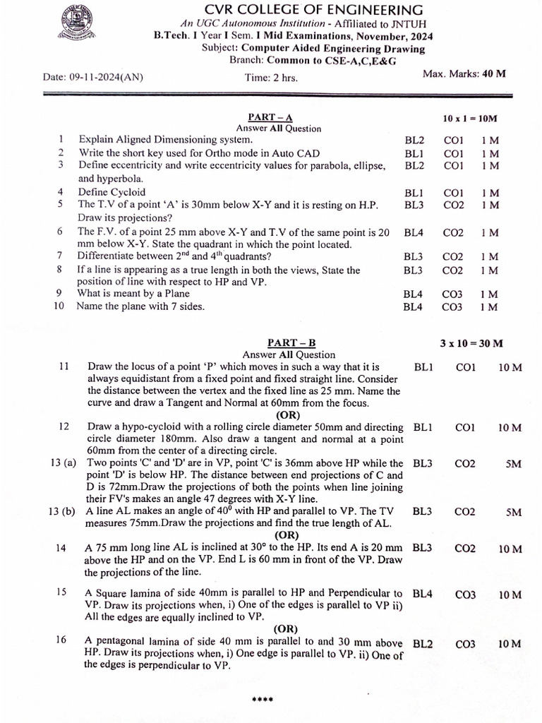 Cse A, C, E, G Caed QP | PDF