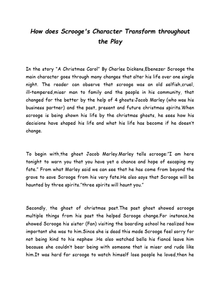How Does Scrooge's Character Transform Throughout The Play | PDF ...