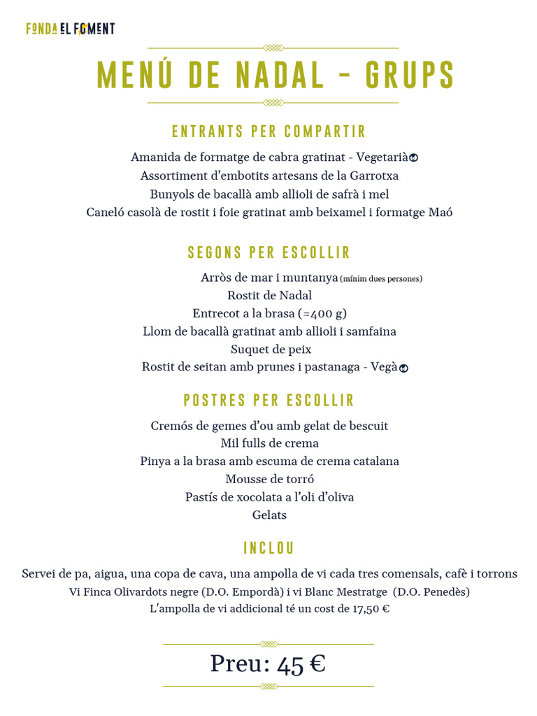 Menú de nadal 45€ - Grups | PDF