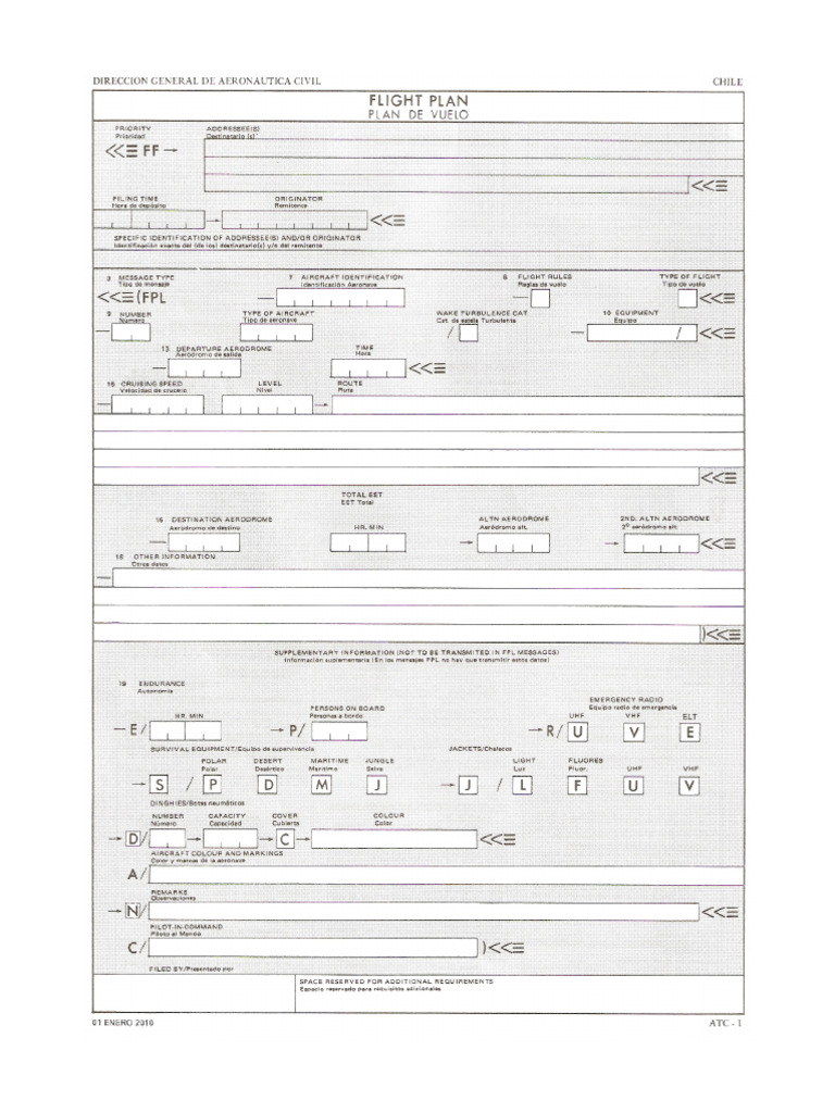 Formulario Plan de Vuelo | PDF