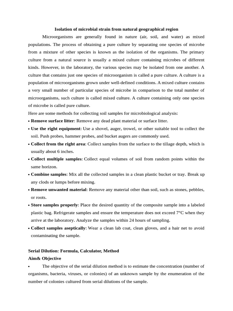 Serial Dilution Method in Microbiology | PDF | Soil | Homeopathy