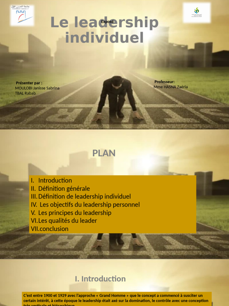 Leadership Individuel : Définition et Objectifs | PDF | Direction ...