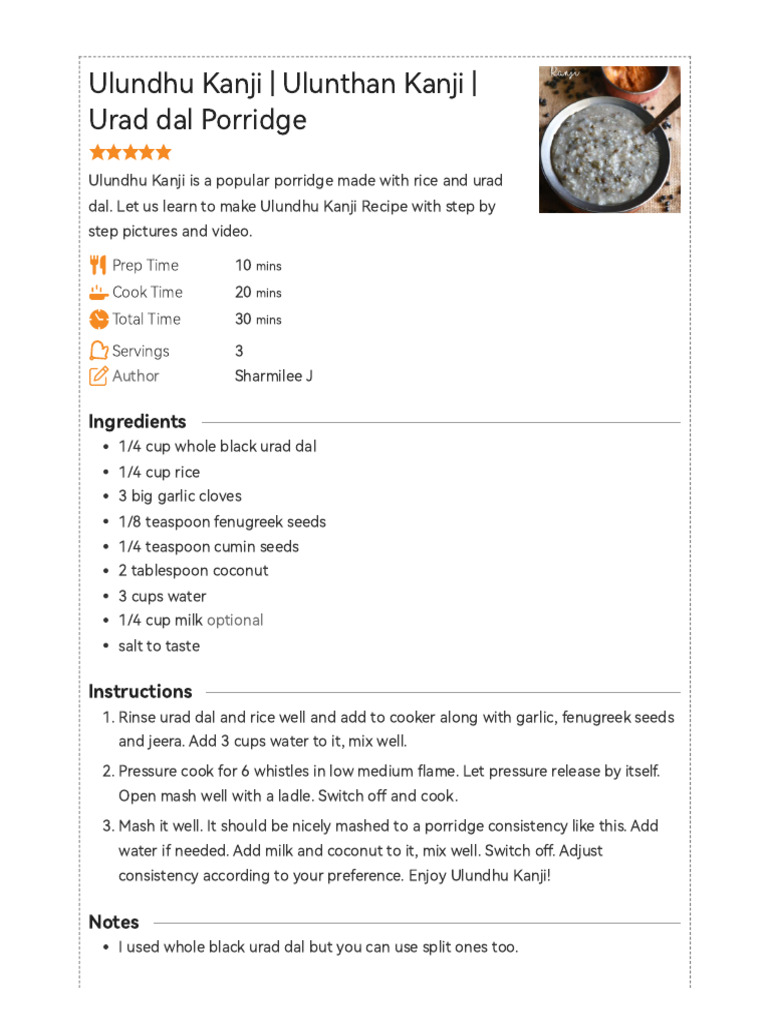 Ulundhu Kanji _ Ulunthan Kanji _ Urad Dal Porridge - Sharmis Passions ...