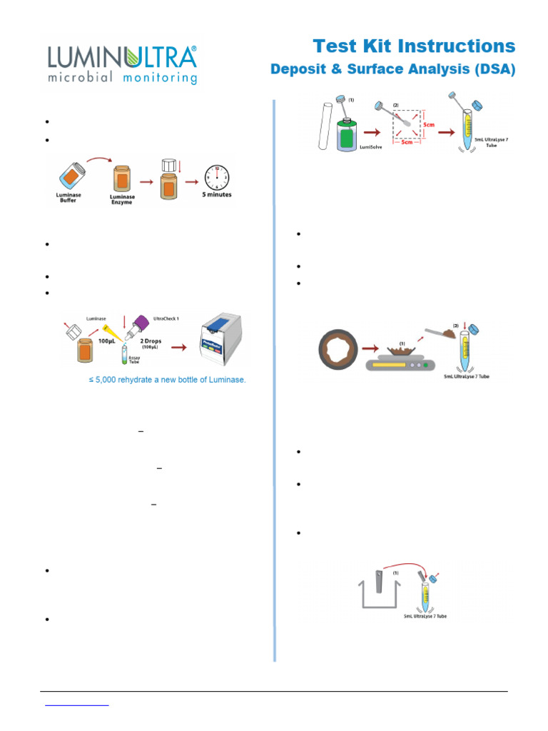 LuminUltra Test Kit Instructions DSA | PDF | Biofilm