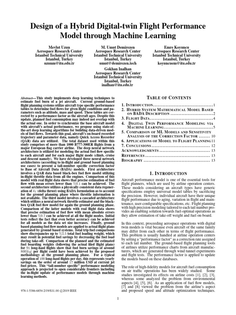 Design of A Hybrid Digital-Twin Flight Performance Model Through ...