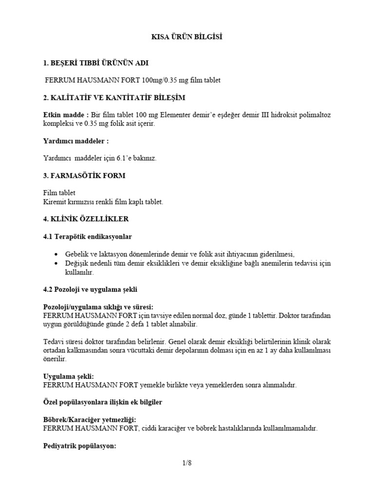 Ferrum Hausmann Fort 100 MG 0,35 MG Film Tablet | PDF